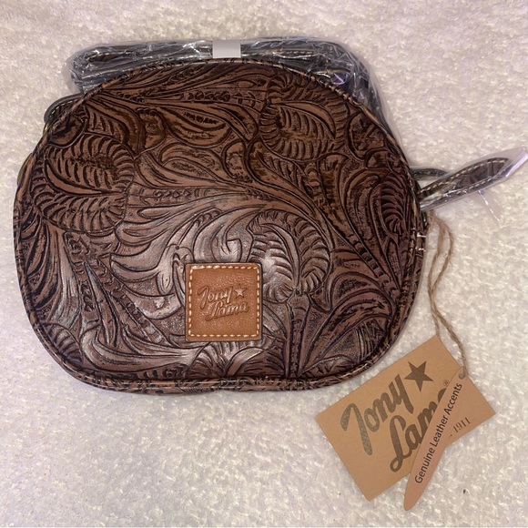 Tony Lama | Bags | Tony Lama Brown Embossed Leather Crossbody Bag ...